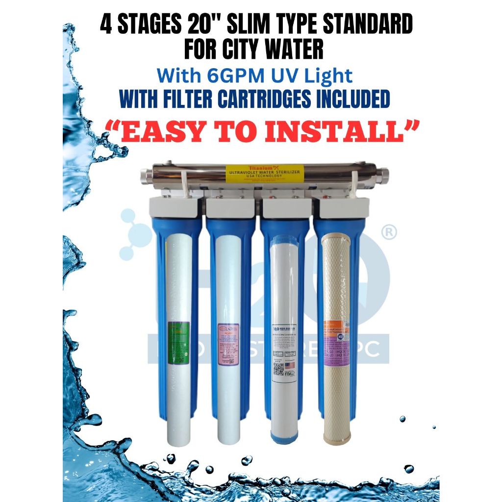 4 Stages Water Filter City Water Standard Heavy Duty Complete Set with ...