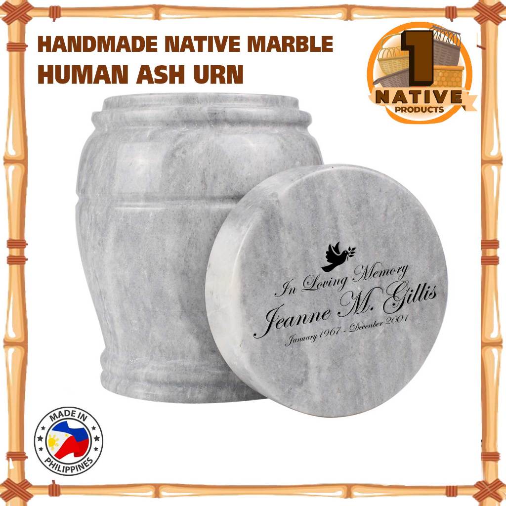 1NativeProducts Marble Urn - Jar and Bamboo Design for Adult Human ...