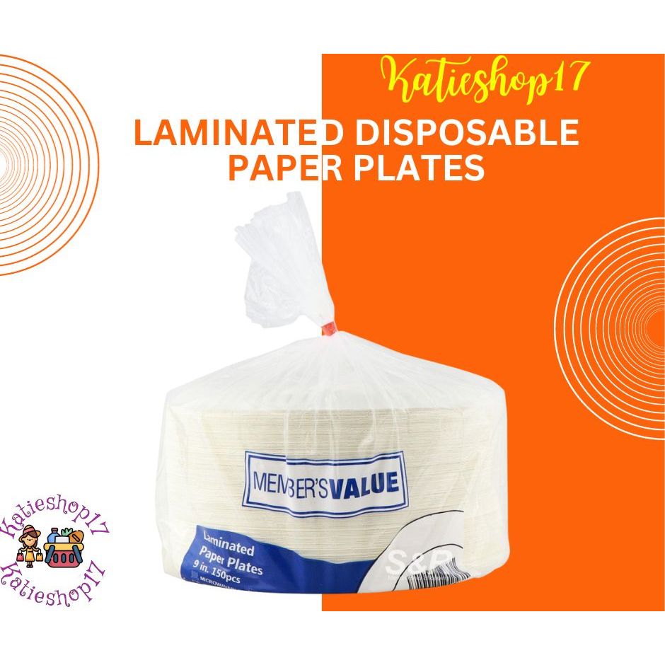 Member's Value Laminated Disposable Paper Plates 150pcs / Wooden Forks ...