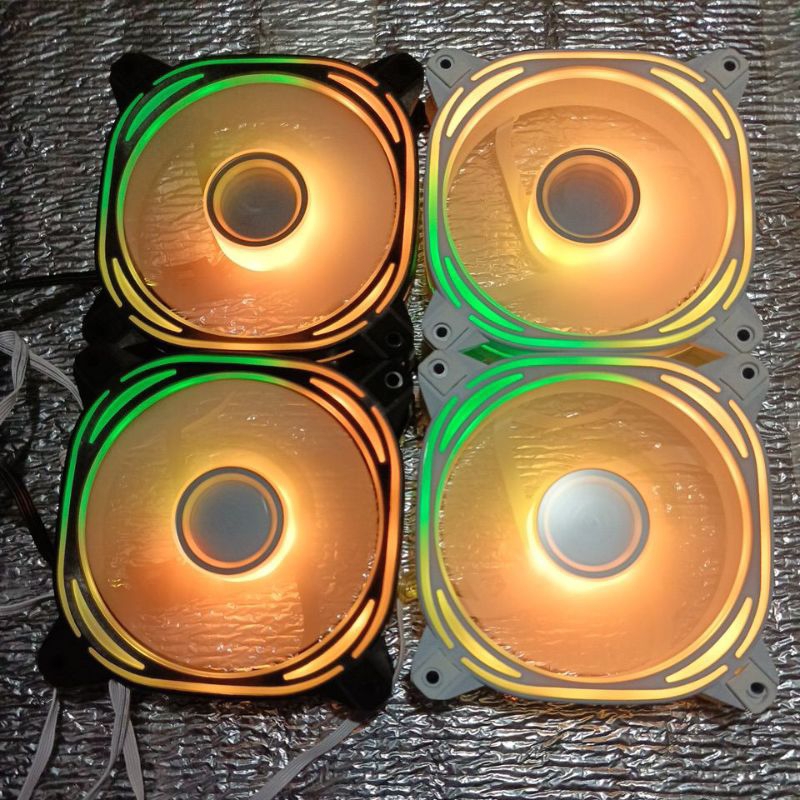 RGB fan MMA Fan Ice 09 Set 3Pcs with Hub and remote Black or White ...