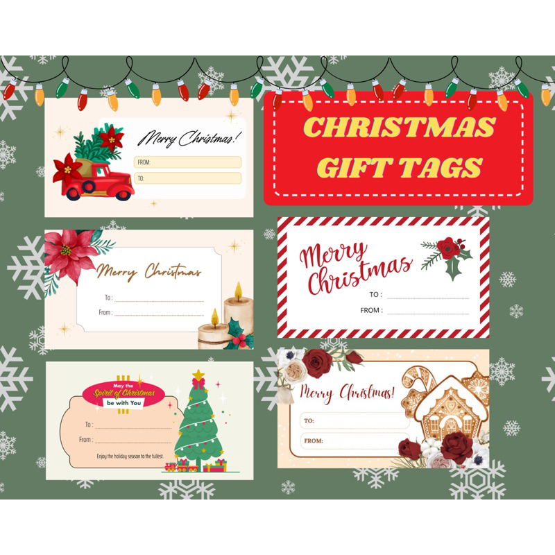 christmas tag/ christmas gift tag / christmas card tag/ horizontal gift ...