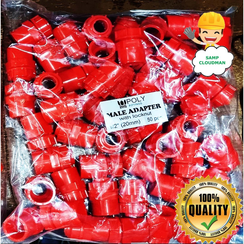 Wholesale Poly Male Adapters with Locknut per Bag 1/2" 3/4" 1" Orange ...