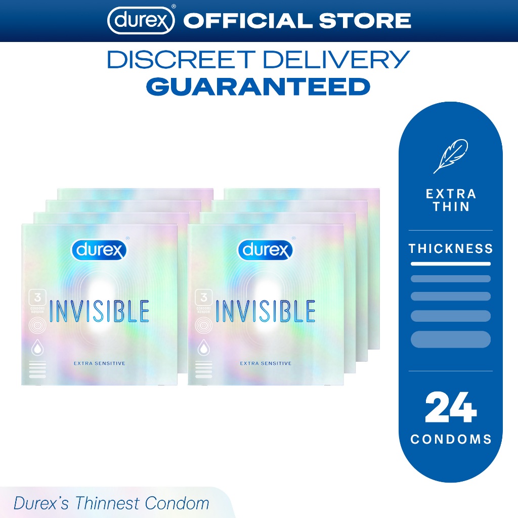 Durex Invisible Extra Thin Extra Sensitive Lubricated Condoms 3s (Set ...