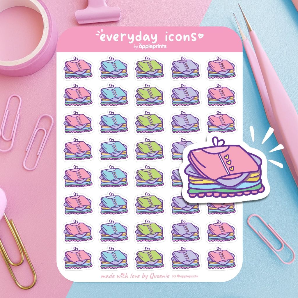 Fold Laundry Reminder Household Chores Cute Icons Matte Planner ...