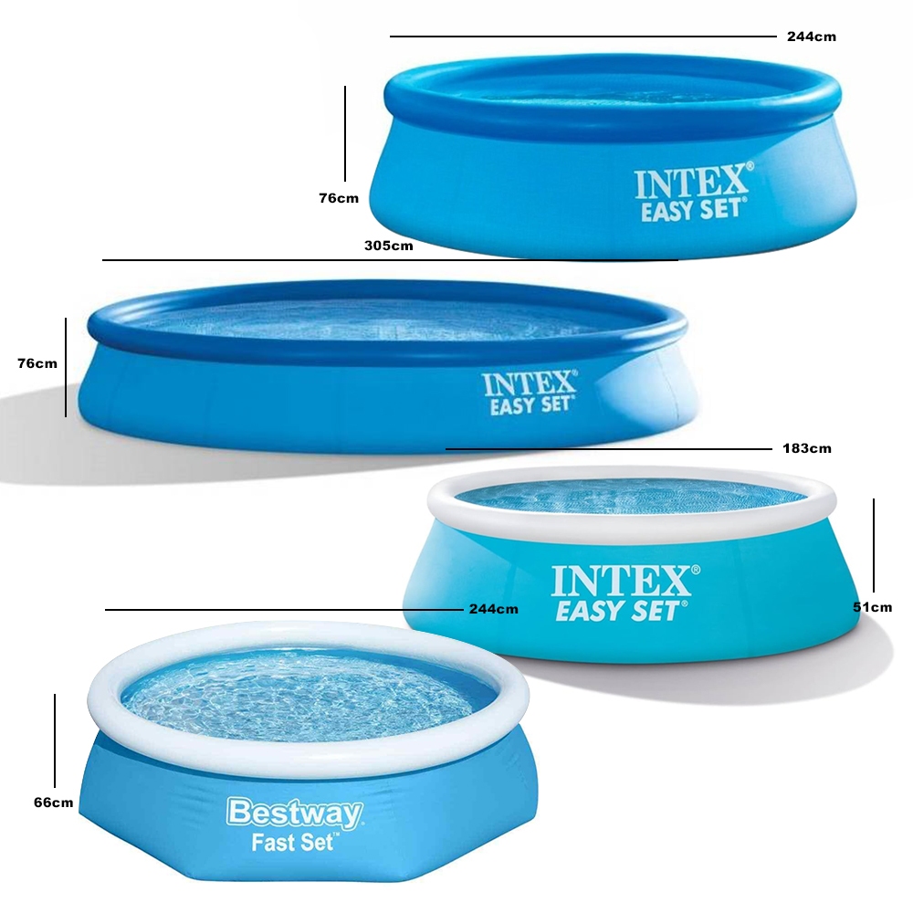 INTEX Easy Set Inflatable Above Ground Portable Outdoor Family Swimming ...