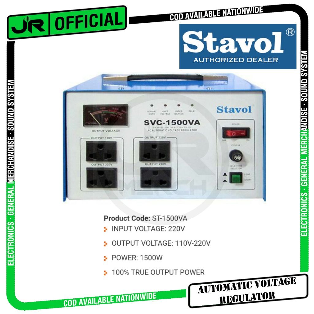 Stavol 1500W Automatic Voltage Regulator (AVR) True Power Output (ST ...