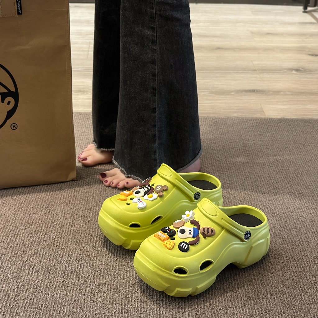 Korean classic clogs cute cartoon design chunky slipper summer ...