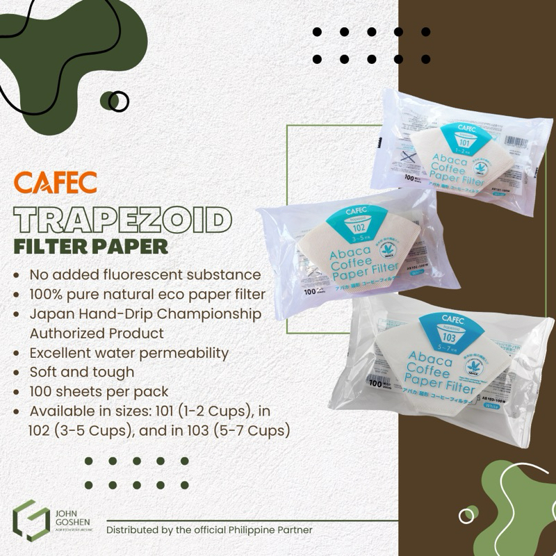 CAFEC Abaca Coffee Filter Paper (Trapezoid Shape) | Shopee Philippines
