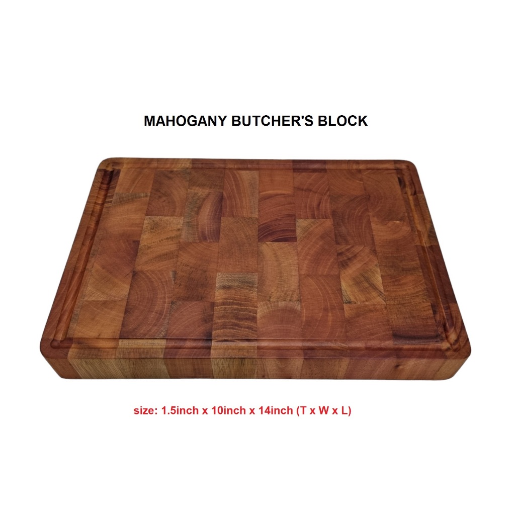 Butcher Block (End Grain) Genuine Mahogany Wood 1.5" x 10" x 14 ...