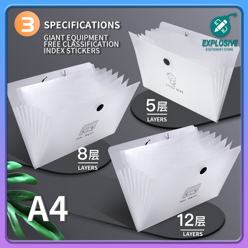 A4 Classified Transparent File Folder 5/8/12 Pockets Organ Bag ...