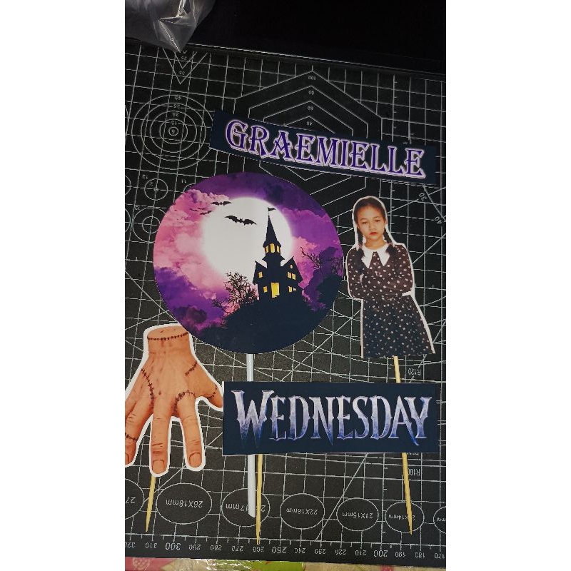 customized photo Printed cake toppers Wednesday Addams thing purple ...