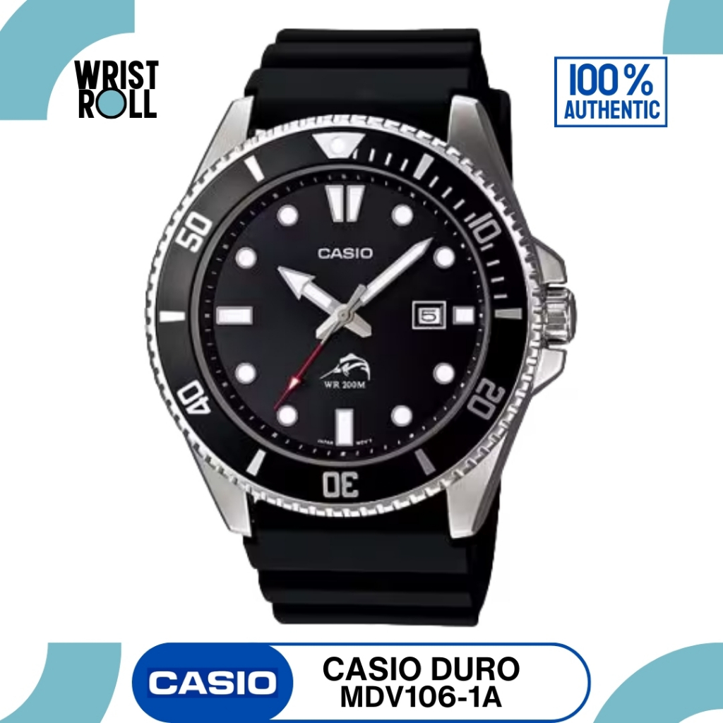 Casio MDV106 Casio Duro MDV-106 Black Men's Dive Watch | Shopee Philippines