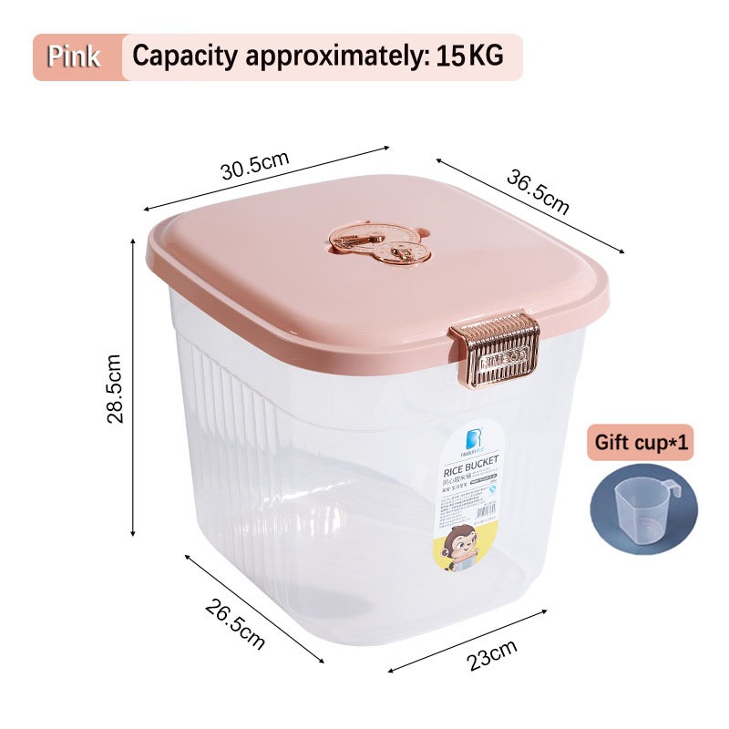 15KG 25KG Rice Storage Container rice dispenser Measuring Cup and Lid ...
