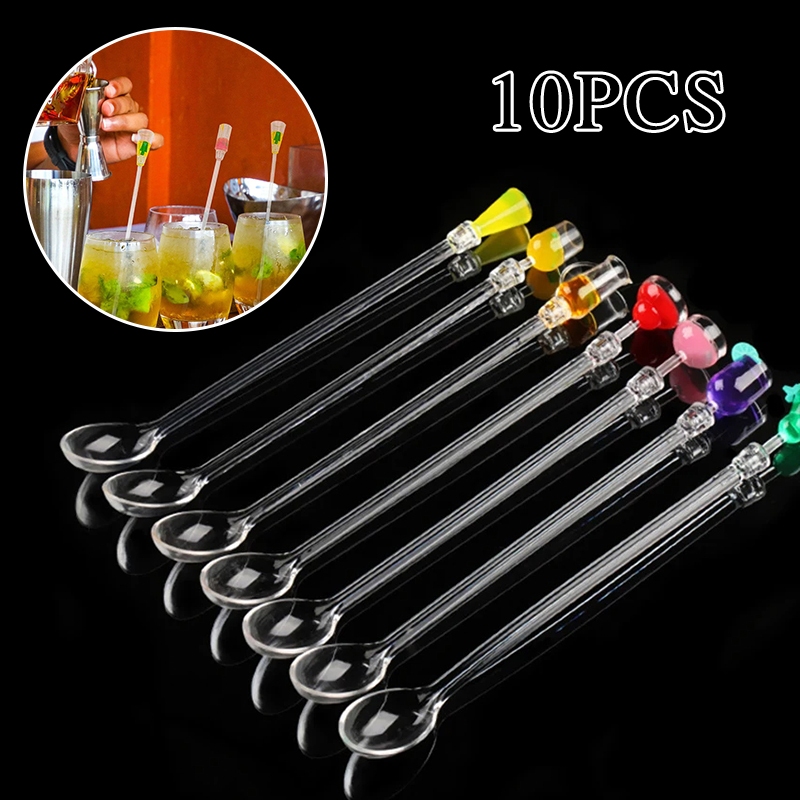 10pcs Acrylic Cocktail Stirrer Colorful Cocktail Mixing Spoon 23cm,for ...