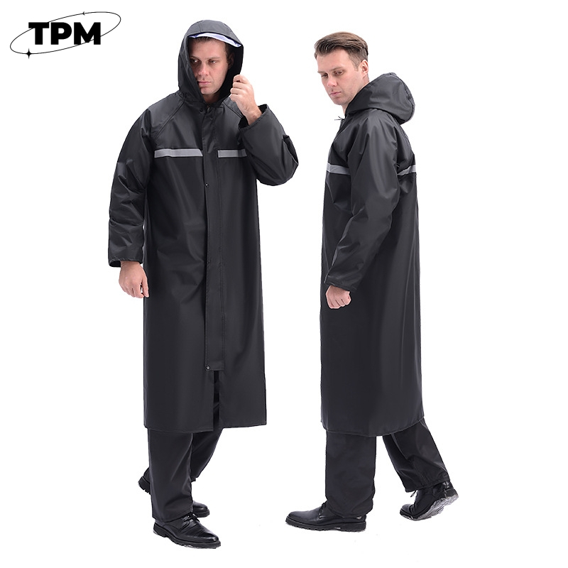 Tide Play Black Oxford One-Piece Raincoat Adult Long Windbreaker Site ...