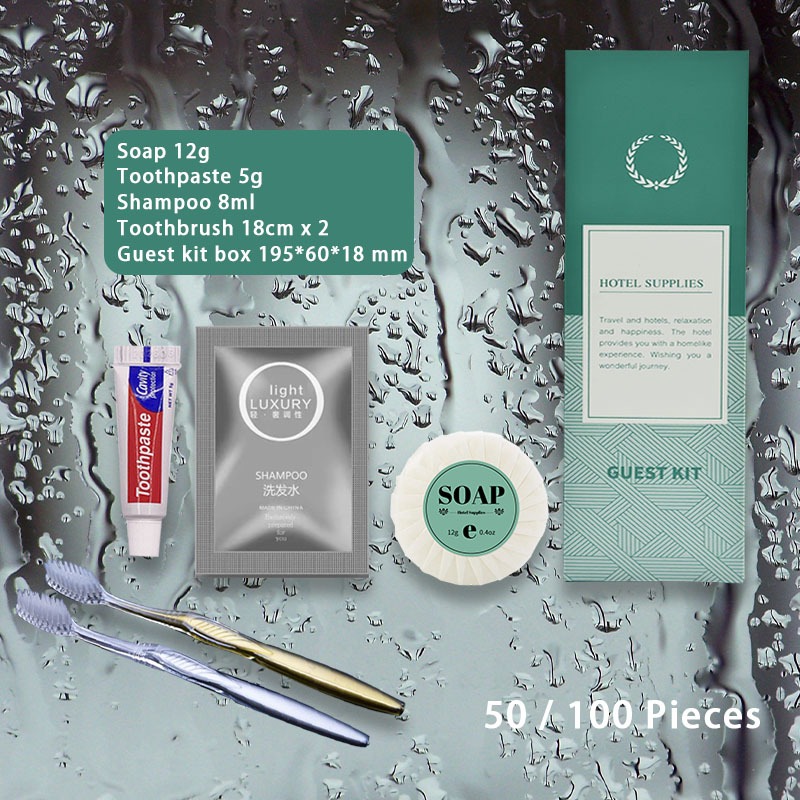 50 / 100 Sets Hotel Supplies Guest Kit 6 in 1 Toothbrush Toothpaste ...