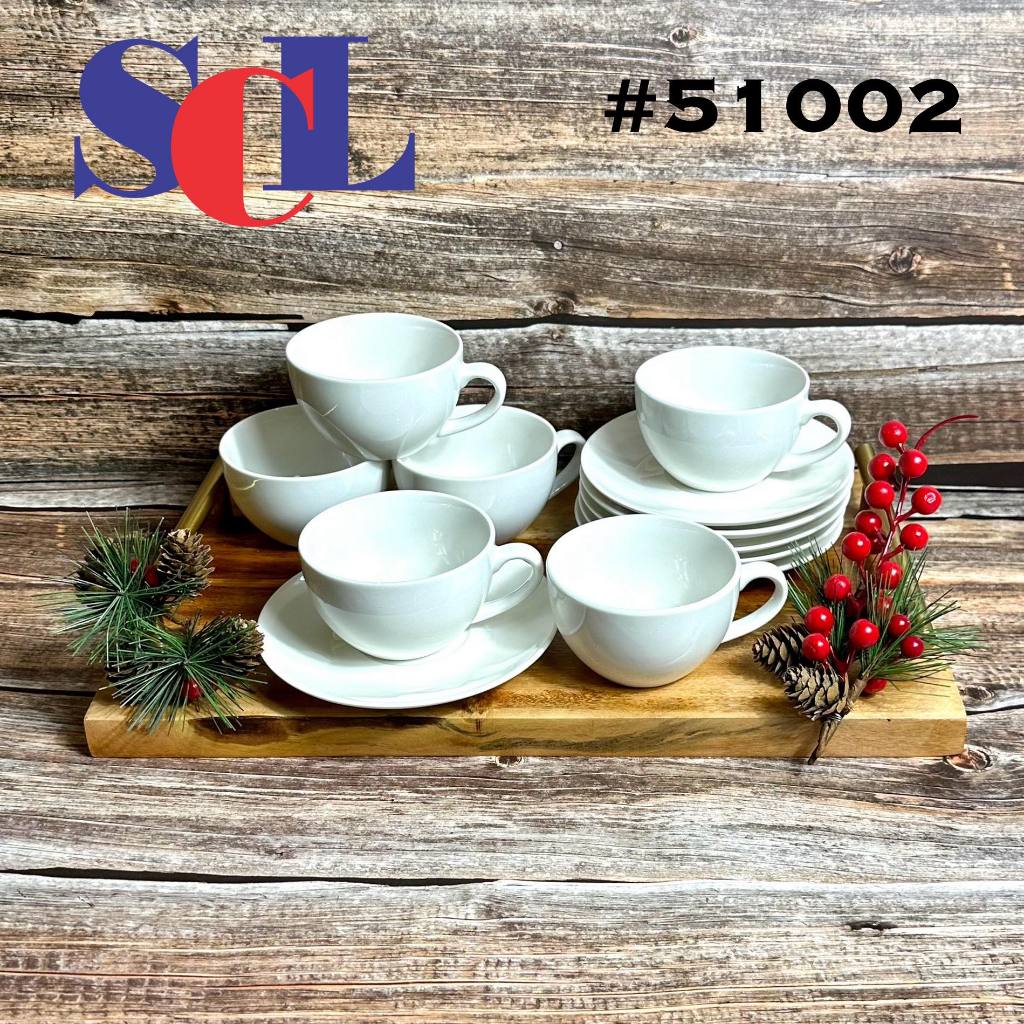 BEST BUY 12pcs‼️ WHITE CERAMIC CUP AND SAUCER SET 200-250mL (6pcs. CUPS ...
