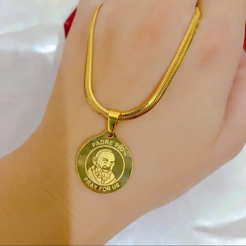 【No Box】PADRE PIO Necklace Stainless Steel Gold padre pio necklace for ...