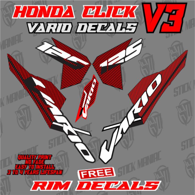 Click 125i V3 Vario Honda Vario Motorcycle Decal | Shopee Philippines