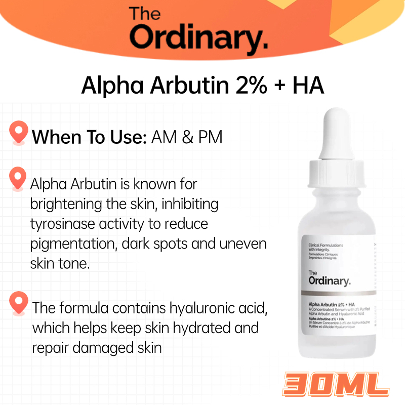 The Ordinary Alpha Arbutin 2% + HA - Dark Spots Whitening Serum Melasma ...