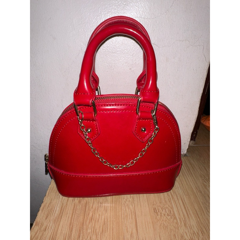 Red Patent top handle bag | Shopee Philippines