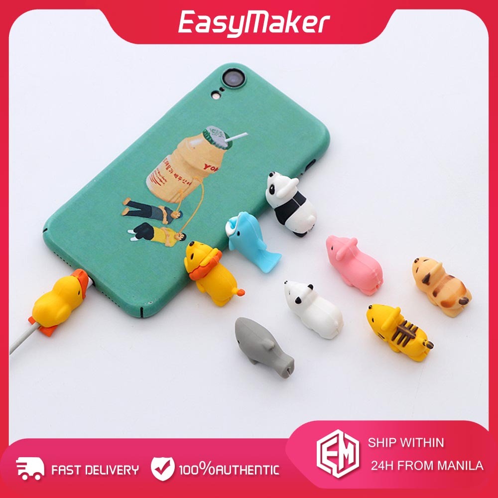 Cable Protector Cute 3D Animal Charging Line Protective Cover Silicone ...