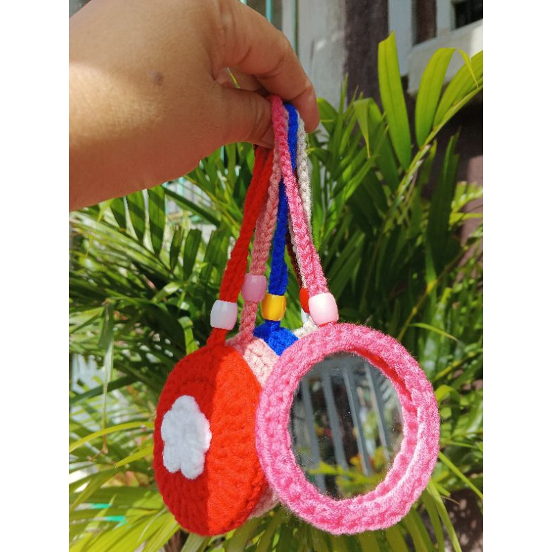 hand mirror with crochet cover/round mirror | Shopee Philippines