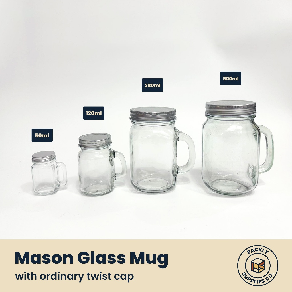 (1PC) Mason Glass Mug with Handle and Cover | Shopee Philippines