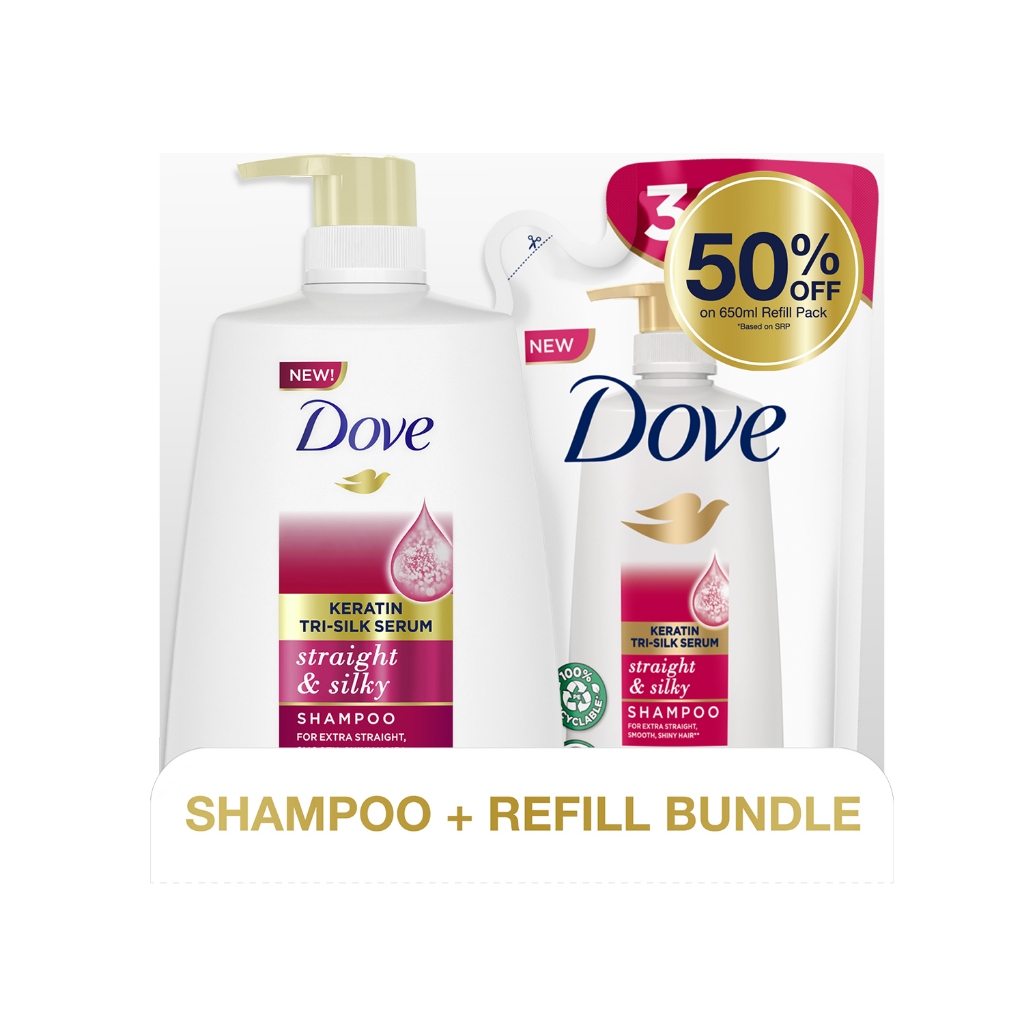 Dove Keratin Tri Silk Serum Shampoo Straight and Silky for Frizzy Hair ...