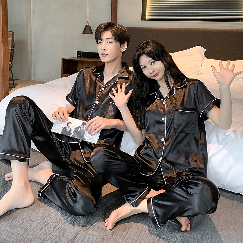 MANIO Korean Couple Design silk short sleeve cute plain comfortable ...