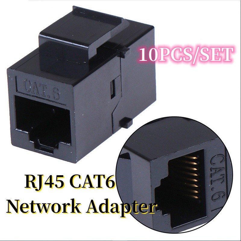 10Pcs Ethernet Network RJ45 CAT6 Keystone Jack Inline Coupler Connector ...