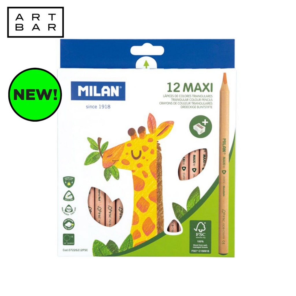 Milan Maxi Triangular Colored Pencil 12 Colors Fsc 5mm - Art Bar ...