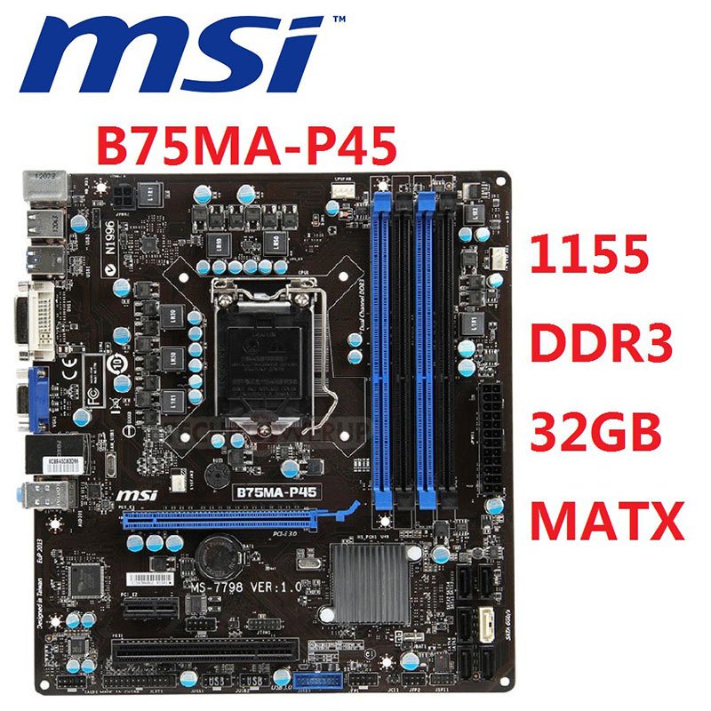 （Used） Socket 1155 MSI B75MA-P45 mATX b75 b75m Gamng Desktop ...