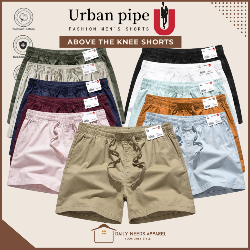 URBAN PIPE Board Plain ABOVE THE KNEE Shorts For Men - Casual Garter ...