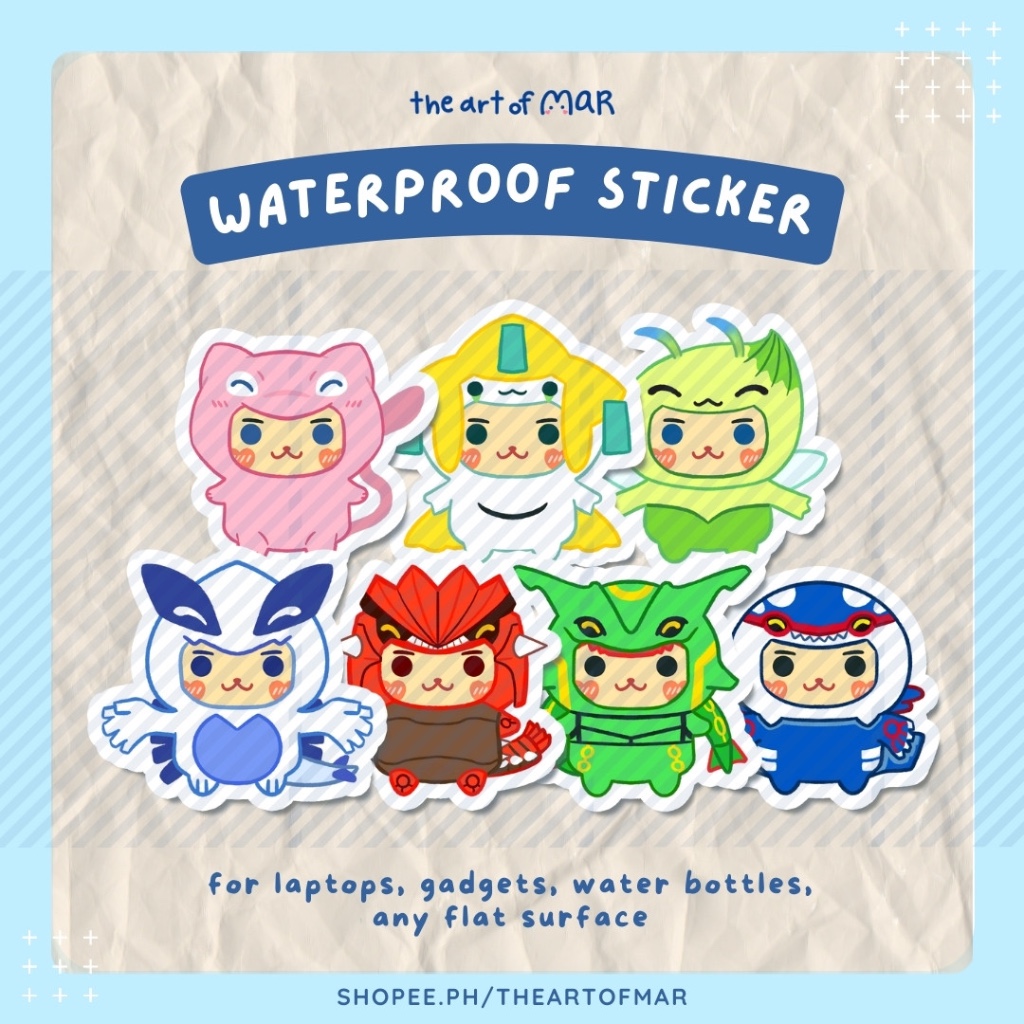Mythical and Legendary Pokemon waterproof stickers by The Art of Mar ...