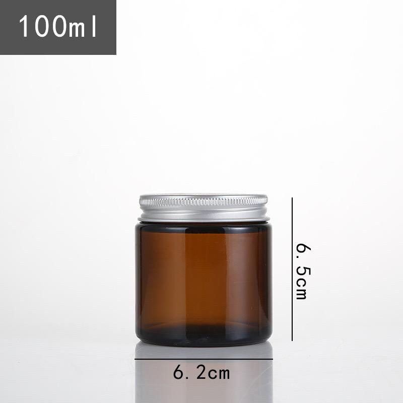100ml amber glass jar container with silver metal lid amber glass ...