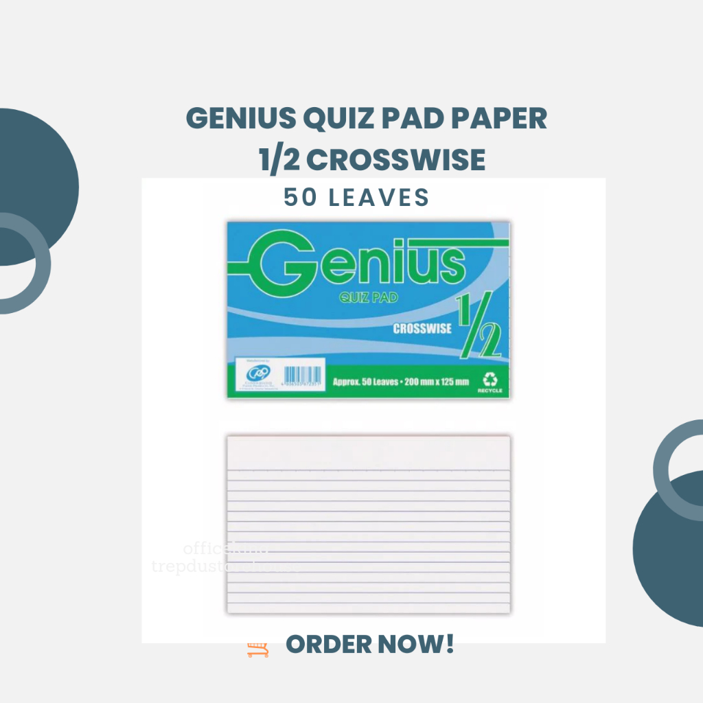 Genius Quiz Pad Paper 1/2 Crosswise 50 leaves | Shopee Philippines