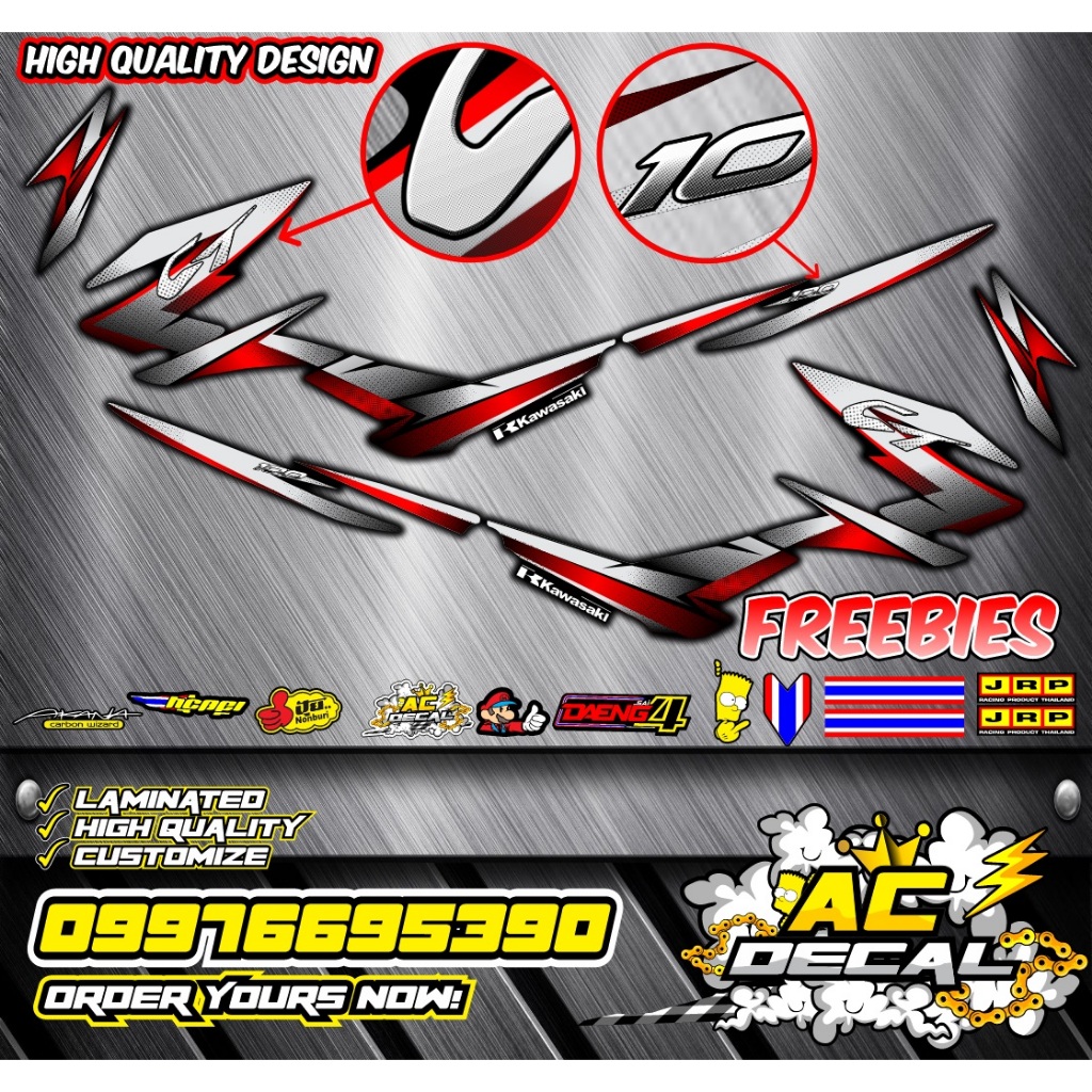 KAWASAKI CT 100 BAJAJ RED STOCK DECAL WITH FREEBIES STICKER | Shopee ...
