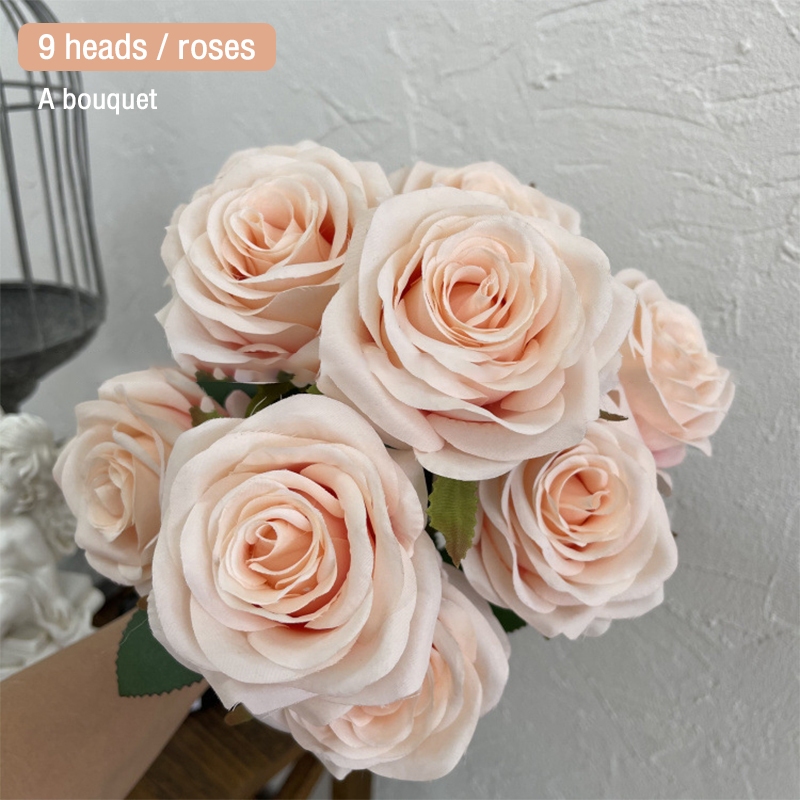Simulation 9 head bouquet of roses home decoration wedding decoration ...