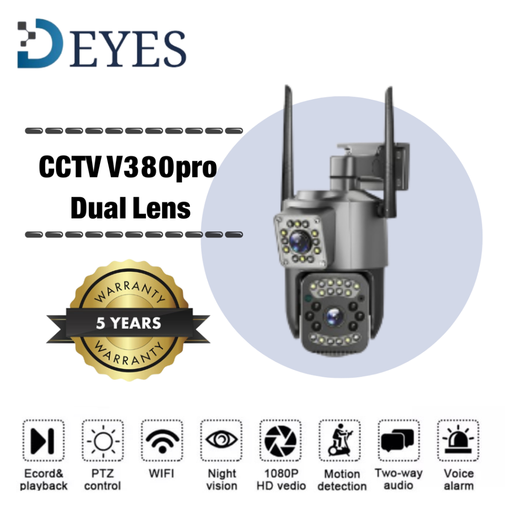 CCTV Dual 1080p Lens V380Pro Wifi IP Camera 2Way Audio Auto Tracking ...