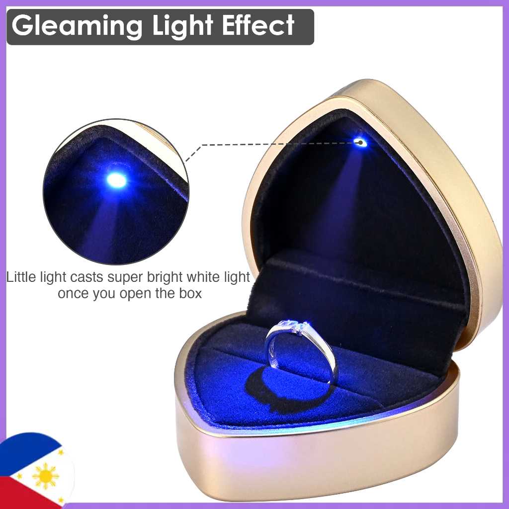 【PH STOCK】Ring Box with LED Lighted Engagement Ring Wedding Jewelry ...