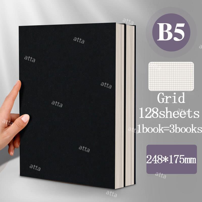 128Sheets Retro A5/B5/A4 Blank/Line/Grid Notebook Super Thickness ...