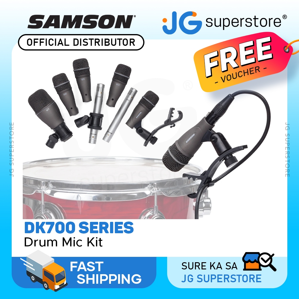 Samson DK70 7pcs / 5pcs Drum Mic Set Q71 Kick, 4X Q72 Dynamic & 2X C02 ...