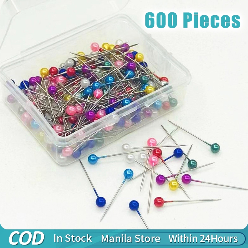 600PCS Sewing Pins for Fabric with Colored Ball Head, 1.5 inch Straight Quilting Pin for ...