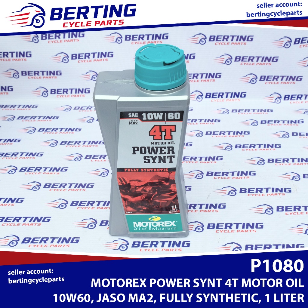 MOTOREX POWER SYNT 4T FULLY SYNTHETIC OIL 1 LITER 10W50 10W60 JASO MA2 ...