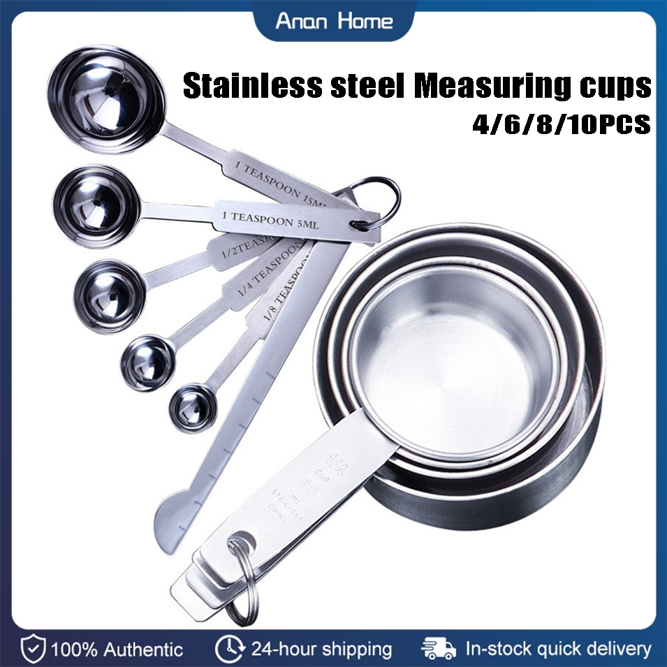 10PCS Set Stainless Steel Measuring Cup and Measuring Spoon Kitchen ...