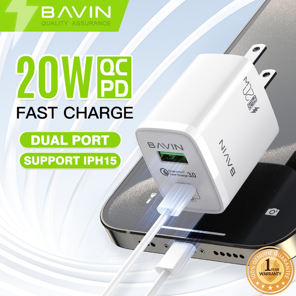 BAVIN PC905 / PC902 PD20W+QC3.0 Fast Charging Charger Adapter Dual Port ...