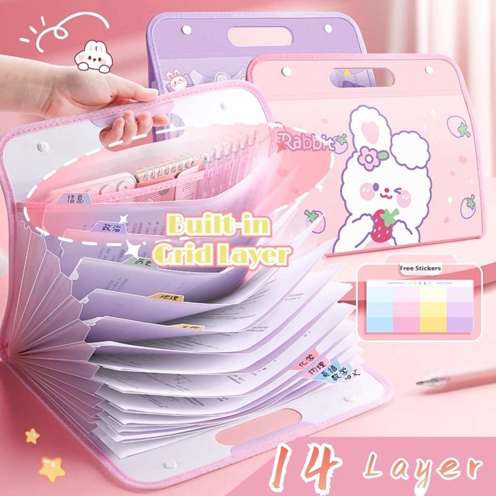 14 Pockets Folder File Organizer Expanding File Folder Test Paper ...