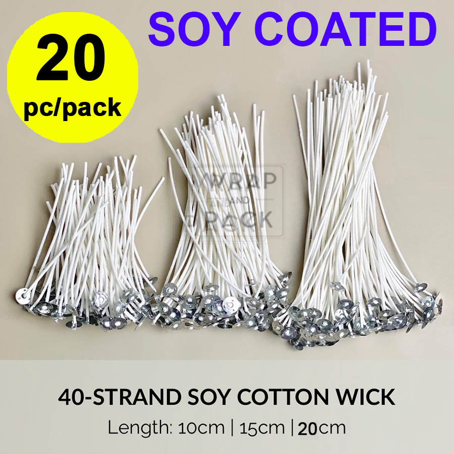 20PC SOY COATED 40 STRAND CANDLE WICKS | 10 CM | 15 CM | 20 CM | Shopee ...