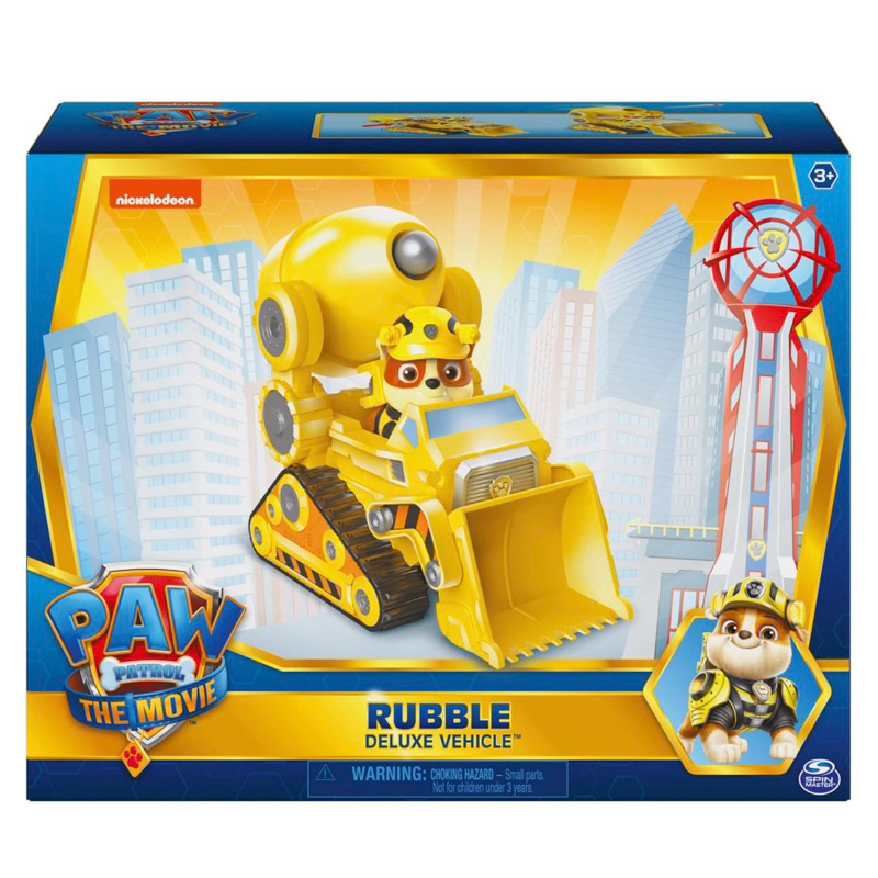 Paw Patrol, Rubble’s Deluxe Movie Transforming Toy Car with Collectible ...